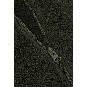 COCOLEGGINGS Women's 2023 Fashion Fuzzy Warm Casual Loose Hooded Sweatshirt Hoodies with Pockets Outerwear Army Green XL