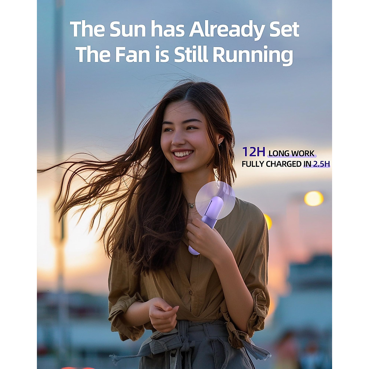 Cutnut Portable Handheld Fan, 3-Speed Foldable Mini Pocket Fan, USB-C 2000mAH Rechargeable Small Quiet Hand Fan, Personal Lash Fan for Travel, Outdoor, Home, Ideal Gifts for Women, Purple