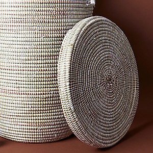 Woven Storage Basket White Flat Lid (19" Medium)