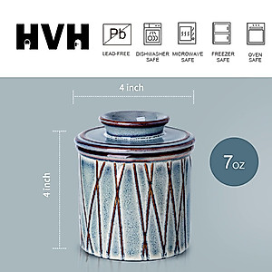 HVH Ceramic Butter Crock, French Butter Dish with Lid for Countertop, Butter Crock with Water, Butter Keeper for Counter, Butter Holder for Soft Butter (Wabi sabi)