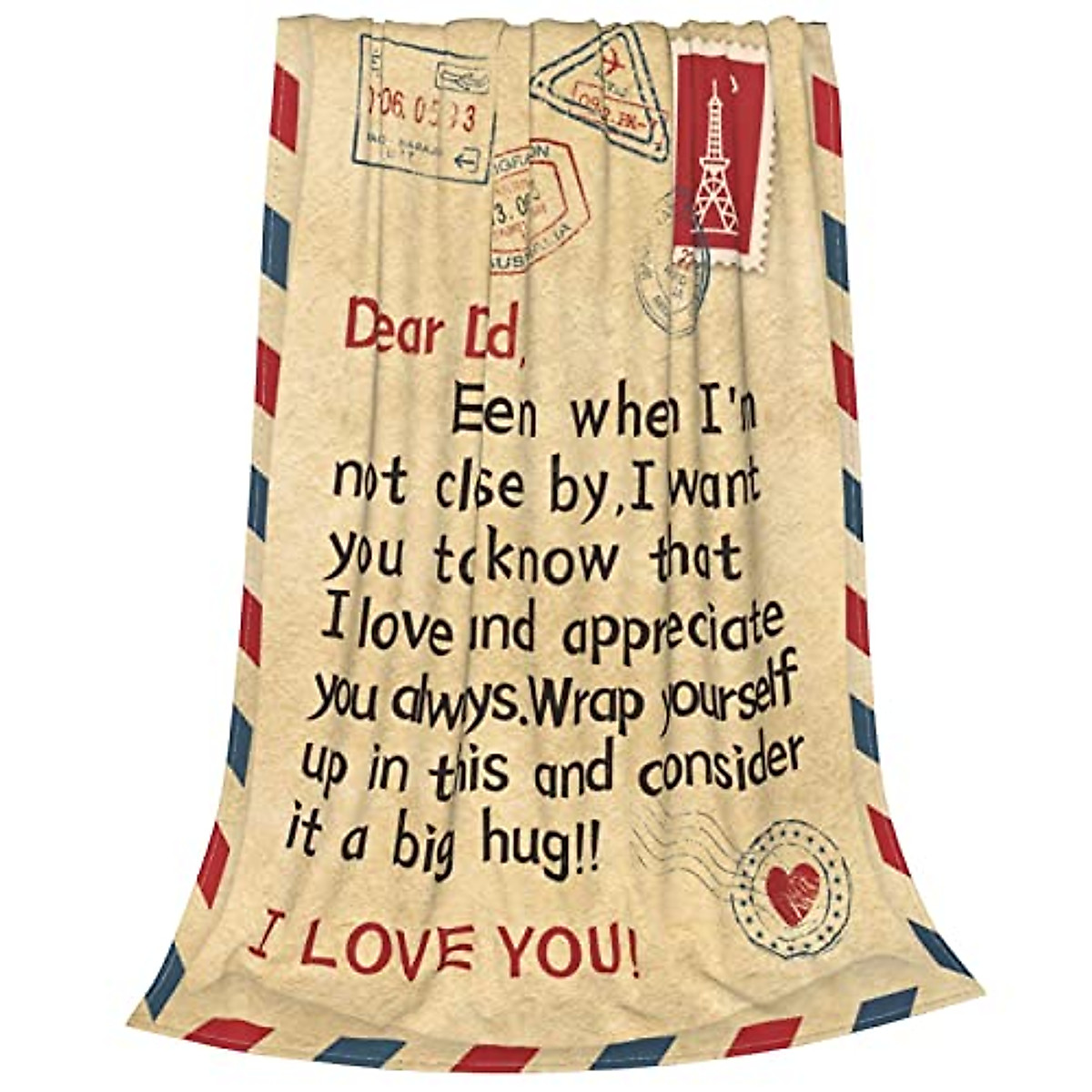 Gift for Dad Blanket from Son/Daughter Kids,to My Dad Blanket from Son Love Airmail Throw Blanket,Best Grandma Gifts,Soft Warm Flannel Fleece Custom Birthday Gifts for Dad