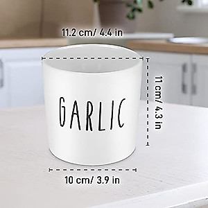 Large Garlic Keeper - Garlic Holder Storage - Round Ceramic Garlic Container Storage to Keep Your Garlic Cloves Fresh Longer - Classic White Vented Garlic Keeper for Counter - Garlic Saver for Kitchen