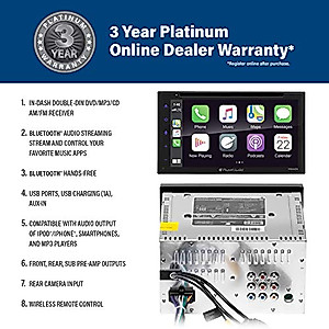 Planet Audio P9950CPA Apple Carplay Android Auto Car Multimedia Player - Double-Din, 6.75 Inch LCD Touchscreen, Bluetooth, MP3-DVD-CD-USB-Aux in, Am/FM Car Radio, Multi Color Illumination