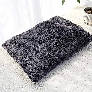 EXOTUF Indoor Dog House Plush Dog Bed Pet Cushion Blanket Soft Fleece Cat Cushion Puppy Sofa Cushion Suitable for Small and Large Dogs (Color : Dark Gray, Size : Large)