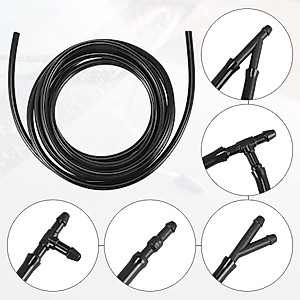 ACROPIX Front Windshield Washer Hose Kit Fit for Ford Edge with 3 Meter Washer Fluid Hose 12 Pcs Hose Connectors - Pack of 15 Black