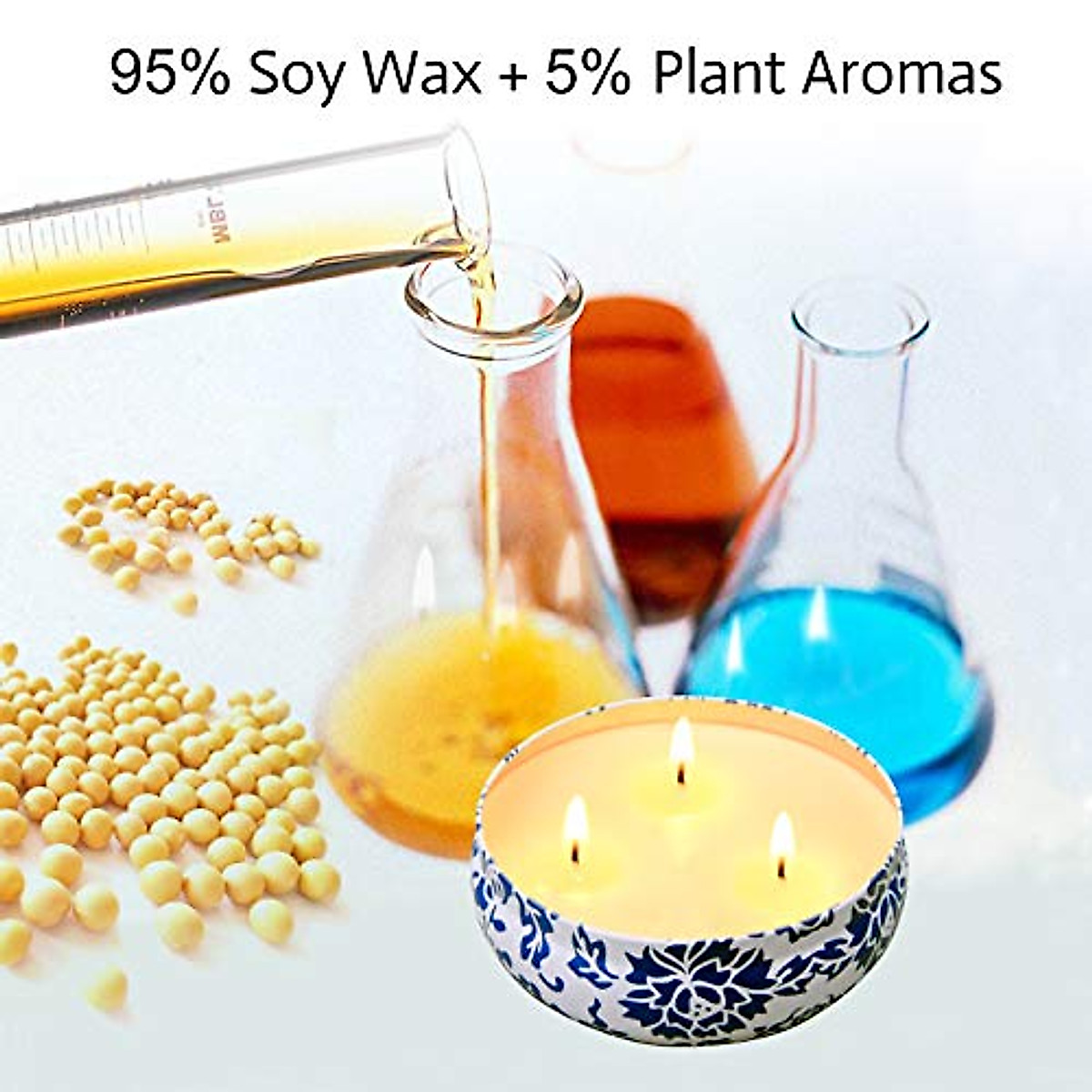 Hausware Citronella Candles Outdoor & Indoor - Large 13.5 oz Scented Candles Set 3 Pack Natural Soy Wax citronella Candles for Garden Patio Yard Home Balcony Camping Backyard