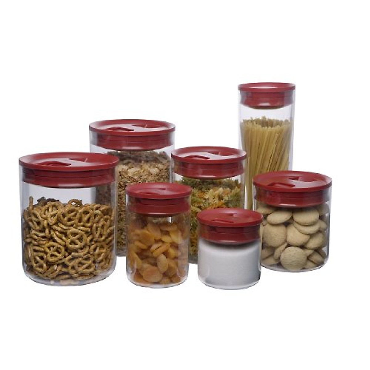 Click Clack Pantry Canister, 1.6-Quart, Red Lid