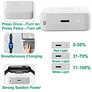 NHCASURUE Portable Charger for Apple Watch 1200mAh Compact Wireless Power Bank Magnetic Battery Pack with Keychain for iWatch Charger Travel for Apple Watch Series 8/7/6/5/4/3/2/SE/Ultra(White)