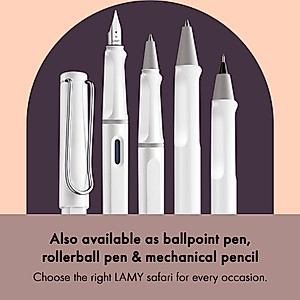 LAMY safari white - Fountain Pen with ergonomic grip & polished steel nib in size B - ideal for any Writing & Calligraphy - including LAMY T 10 blue cartridge - Right-Handed