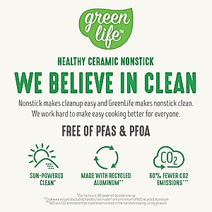 GreenLife Soft Grip Healthy Ceramic Nonstick 16 Piece Kitchen Cookware Pots and Frying Sauce Saute Pans Set, PFAS-Free with Kitchen Utensils and Lid, Dishwasher Safe, Black and Cream