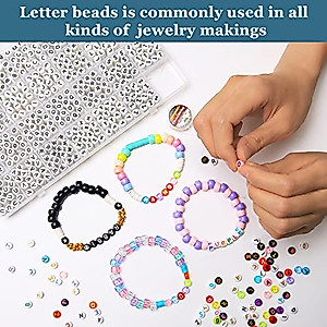 Eppingwin 1400 pcs Letter Beads, 4x7 mm Acrylic Beads, Beads for Jewelry Making, Beads for Bracelet Making, Alphabet Beads, in 28 Grid Box (White and Black)