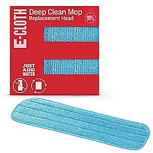 E-Cloth Deep Clean Mop Head, Microfiber Mop Head Replacement for Floor Cleaning, Great for Hardwood, Laminate, Tile and Stone Flooring, Washable and Reusable, 100 Wash Guarantee, 1 Pack