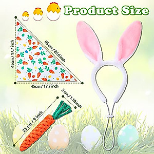 18 Pieces Easter Dog Costumes Including Easter Bunny Ears Headband Easter Dog Bandanas Dog Rope Toys Carrots Puppy Teething Chew Toys for Small Medium Large Dog Easter Party Costume Accessory