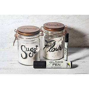 Glass Pen Liquid Paint Marker: Glass Writing Pens and Painting Markers with Washable, Erasable Ink - Windows, Mirrors, Signs, Crafts - 2 Pack, Yellow 15mm Wide and Black 15mm Wide Tip Pens