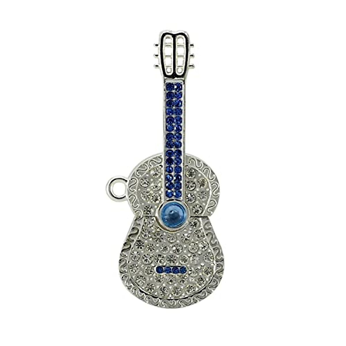 Civetman 64GB Crystal Guitar Style USB2.0 Flash Drives Cute Memory Stick Thumb with Necklace - Blue