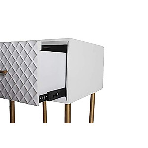 COZAYH Set of 2 Modern Spacious Drawer Nightstand Side Table, Retro-Inspired Raised Diamond Motif, White 2-Pack 1-Drawer Nightstand Nightstands