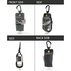 SUCHI Travel Size Hand Sanitizer Holder,Bottle Case and Carabiner Carrier bag-Portable Mini Waist Bag for Liquids Clip On Belt Loop,Backpack and Purse-Includes Empty 60ml/ 2 oz Reusable Bottle (Gray)