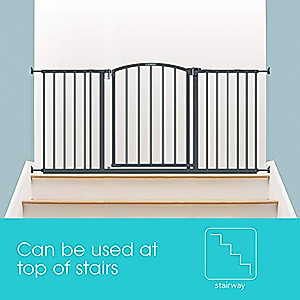 Summer Extra Wide Decor Safety Baby Gate, Gray – 27” Tall, Fits Openings of 28” to 51.5” Wide, 20” Wide Door Opening, Baby and Pet Gate for Extra Wide Doorways