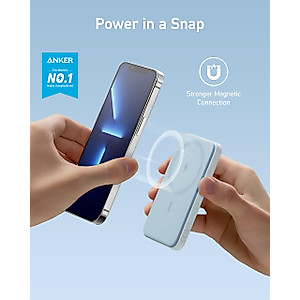 Anker Magnetic Portable Charger, 5,000mAh Wireless Portable Charger with USB-C Cable, Battery Pack Only Compatible with iPhone 15/15 Plus/15 Pro/15 Pro Max, iPhone 14/13/12 Series and more