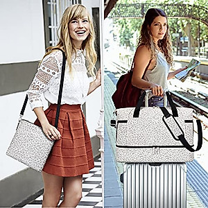 Gym Bag for Women Weekender Bag - Travel Duffle Bag with Waterproof Shoe Compartment 3pcs Set Carry On Overnight Bags for Business Trip Travel Gym Yoga Sports