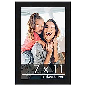 7x11 Contemporary Black Wood Picture Frame - UV Acrylic, Foam Board Backing, & Hanging Hardware Included!
