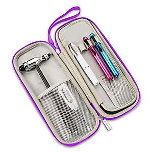 Caseling Hard Stethoscope Case Compatible with 3M Classic III, Lightweight II S.E, Cardiology IV Diagnostic, Includes ID Slot and Mesh Pocket for Nurse Accessories (Purple - Pu Leather)