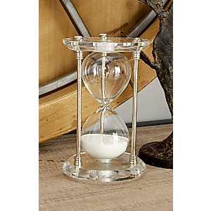 Deco 79 The Novogratz Metal Hourglass Sand Timer with Acrylic Base, 4" x 4" x 6", Silver