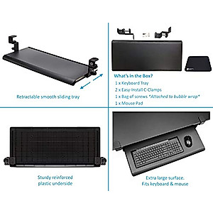 ErgoActive Extra Wide Under Desk Keyboard Tray with Clamp On Easy Installation, Fits Full Size Keyboard and Mouse, Office, Home, School, Gaming Keyboard Tray (32" x 12.2")