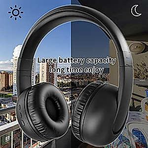 Wireless Bluetooth Headphones, Over Ear Rechargeable Headset with Adjustable, HI-FI Stereo, Breathable Soft Memory Foam Ear Cups, Wired Bluetooth Headphone with Mic Perfect for Travel Home Office