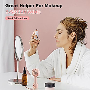 Mini Handheld Fan, Mini Portable Fan with 3 Speeds, USB Charging Personal Small Desk Fan with Base Ladies Mini Makeup Fan，Mini Fan Battery Operate for Girl Women Men Outdoor, Indoor,Travel (pink)