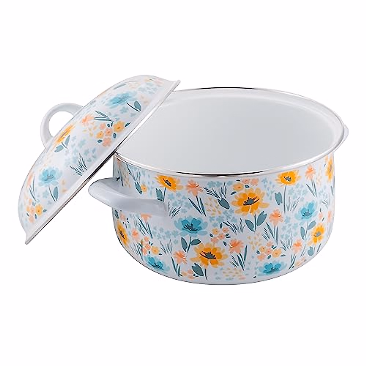 McSunley 6 Quart Porcelain Enamel Dutch Oven, Floral