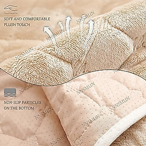 Armrest Chair Covers, Sofa Arm Protector Covers, Plush Armchair Cover, Furniture Protector Corner Sofa, Stretch Armchair Couch Arm Rest Cover for Recliner, Chair, Sofa (Beige,3 seater(167*190CM))