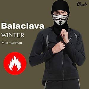 Obacle Balaclava Face Mask Men Women for Winter Cold Weather Ski Hunting (Men White Face Black Beard)