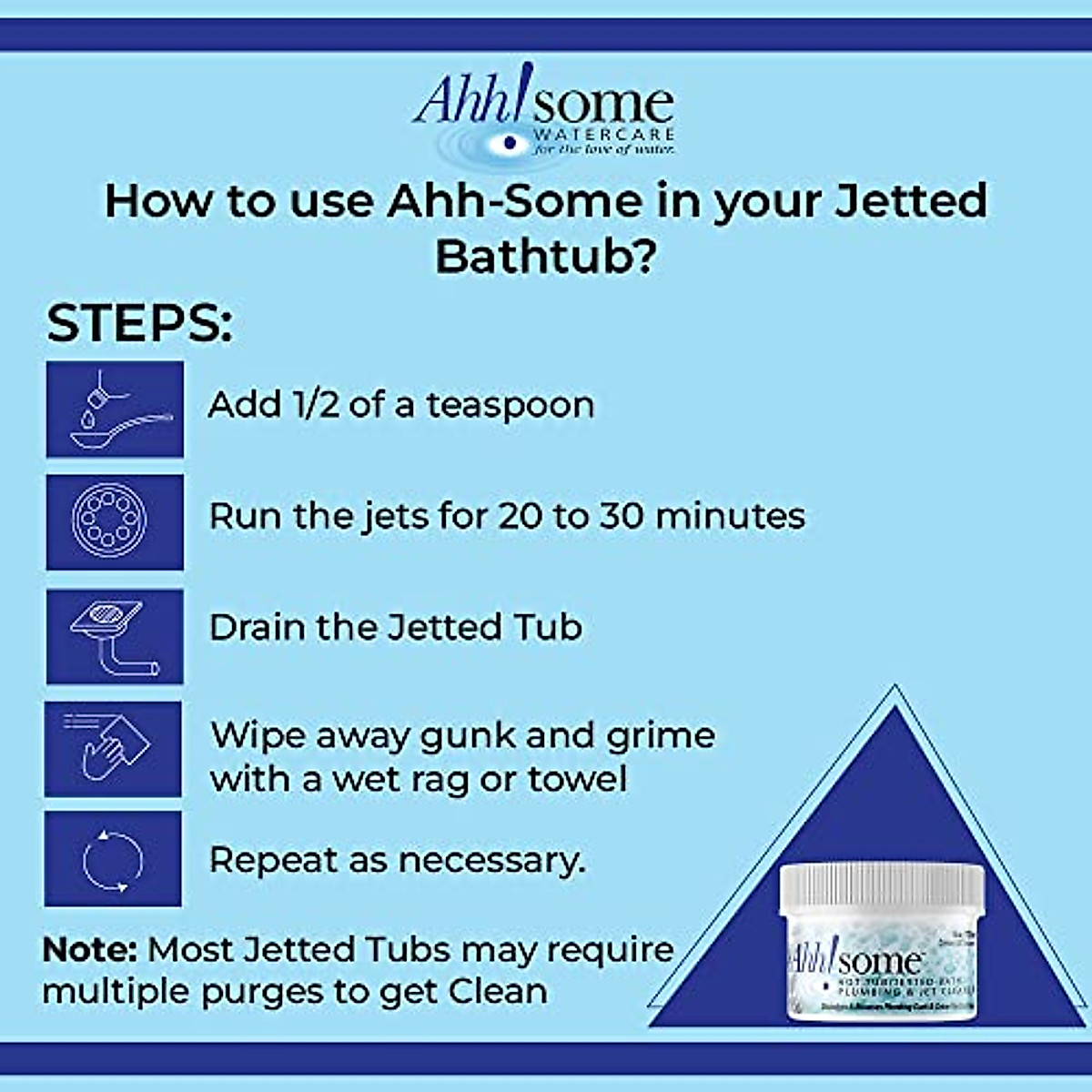 AhhSome New Hot Tub Cleaner & Purging Gel, Clean Pipes & Jets Gunk Build Up, Clear & Soften Water for Jacuzzi, Jetted Tub, Purges 400 Gallon Water Tub 12 Times (6 Oz)