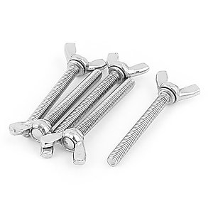 uxcell 304 Stainless Steel M6 Wing Shape Butterfly Head Screws Bolts 5pcs