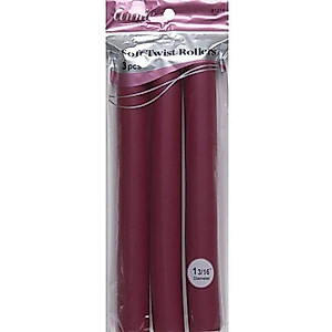 Annie Salon Style Soft Flexible Twist Hair Rollers Pack of 3 - 10" Long and 1 3/16" in Diameter Plum - Hair Curling and Styling Tools
