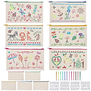 WEBEEDY 10 Sets Blank DIY Craft Bag Kit Decorate Your Own Canvas Pouch Zipper Pen Pencil Case Painting Makeup Bag Invoice Bill Bag Multi-Purpose Travel Toiletry Bags