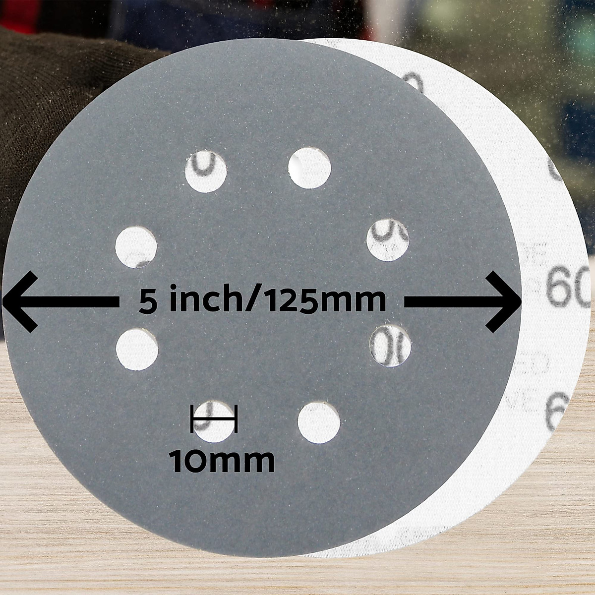 S&F STEAD & FAST 5 Inch Sanding Discs Hook & Loop 60pcs, Wet Dry Orbital Sander Sandpaper 400 600 800 1000 1500 2000 Grit, Silicon Carbide Assortment 8 Holes with Tack Cloth