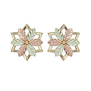 Black Hills Gold 10K Star Shaped Earrings with 12K Leaves