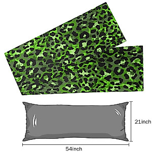 Satin Body Pillow Pillowcase for Hair and Skin Camo Leopard Grass Green Long Body Pillow Case Cover 21x54 Soft Breathable Body Pillow Cases