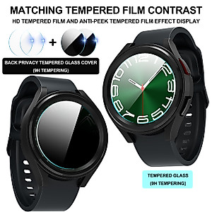Suoman 4+4 Pack for Samsung Galaxy Watch 6 Classic 47mm Case,Privacy and HD Screen Protector Combination,All-Round PC Matte Protective Cover Bumper -Black