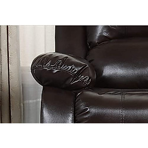 Blackjack Furniture Portico Leather Air Mid Century Modern Living Room Reclining, Den Loveseat, Brown