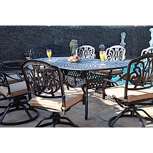 GrandPatioFurniture.com CBM Patio Elisabeth Collection Cast Aluminum 9 Piece Dining Set with 8 Swivel Rockers SH211-8S CBM1290