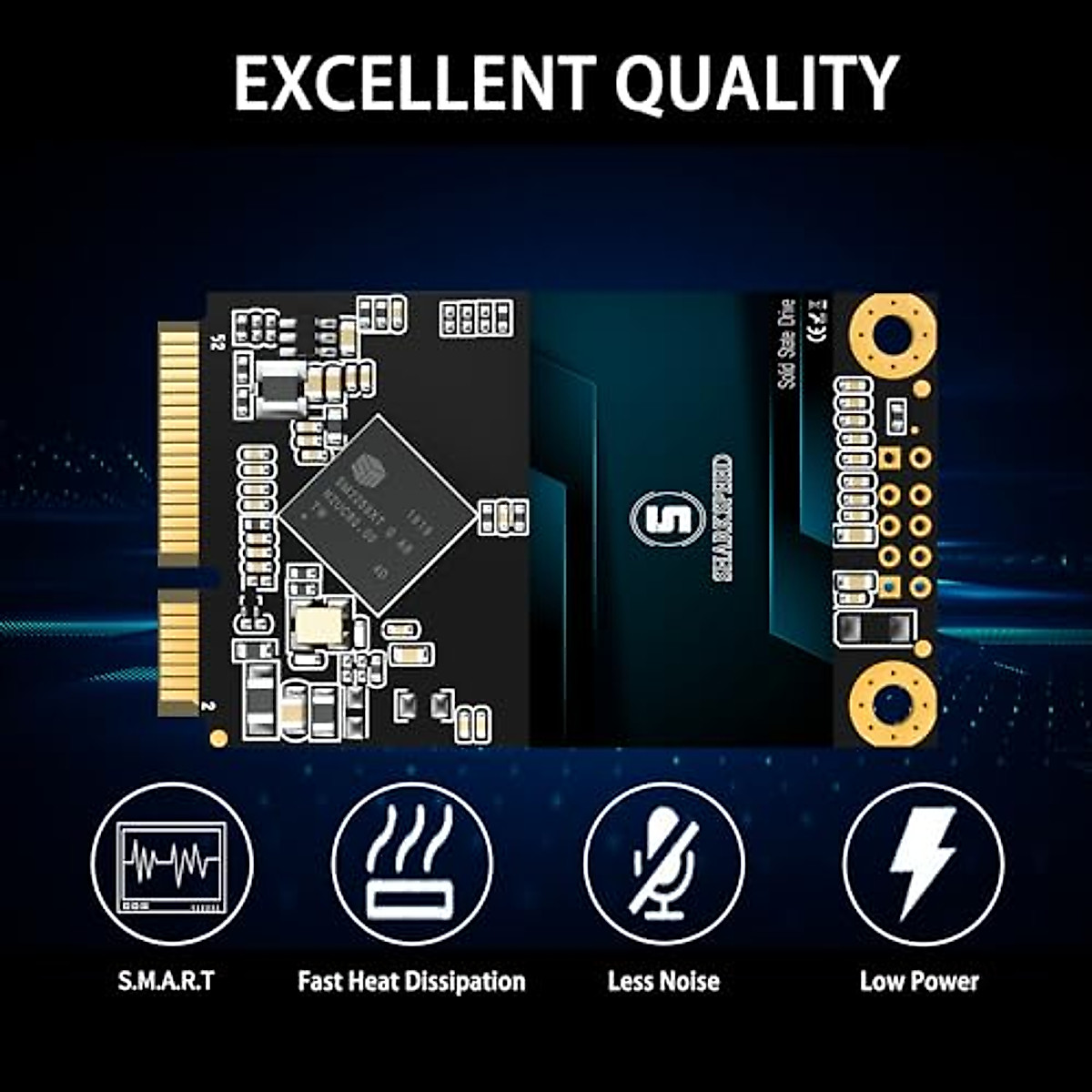 mSATA SSD 1TB SHARKSPEED SATA 3 6Gb/s 3D NAND Mini Internal Solid State Drive for Laptop PC Desktop (mSATA, 1TB)