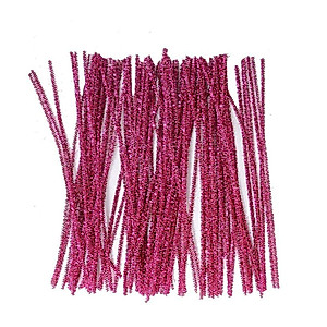 100pcs Pipe Cleaners Chenille Stems for DIY Art Supplies Craft Projects 6mmx30cm Christmas Pipe Cleaners Decoration, Glitter Pink