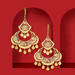 Ross-Simons Italian 14kt Yellow Gold Filigree Chandelier Earrings