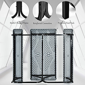 Giantex Picnic Table Bench Set Outdoor Camping All Weather Metal Base Wood-Like Texture Backyard Poolside Dining Party Garden Patio Lawn Deck Furniture Large Camping Picnic Tables for Adult (Gray)