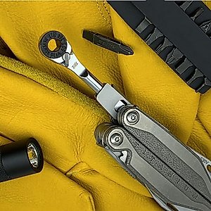 711L EDC Ratchet Wrench With 2 PCS of T9 and Security T10 Hex Bits I ¼” Hex Bit Ratchet Wrench 4 For Multitool Maintenance