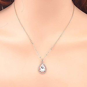 SPRJF Bridesmaid Jewelry Set for Women Pendant 18K Gold & Silver & Rose Gold Pendant Necklace Earrings Bracelet Set,Dainty Gift for Wedding/Proposal/Party/Prom/Anniversary