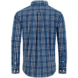 Alimens & Gentle Men's Plaid Button Down Shirts Cotton Long Sleeve Dress Shirts Regular Fit Gingham Shirts